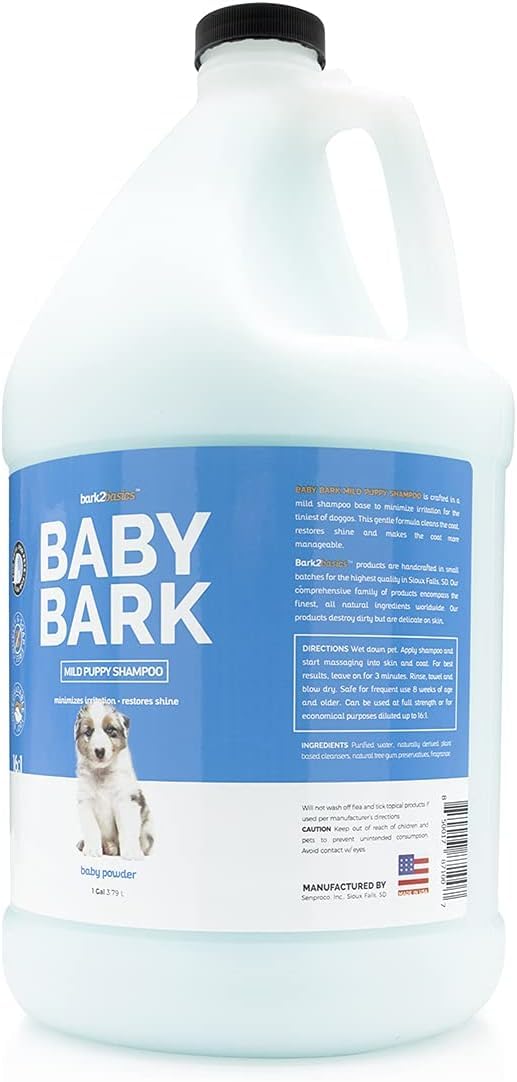 Bark2Basics Baby Bark Puppy Shampoo for Dogs, Gallon - Naturally Derived Ingredients, Formulated for Puppies, Professional Grooming Grade, Gentle on Dry or Sensitive Skin, Made in The USA