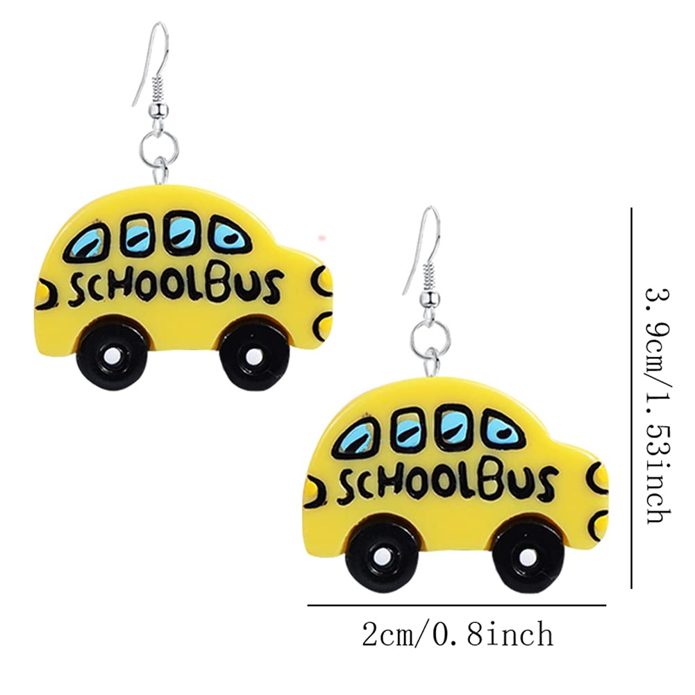 CHUNYANAN Lovely Simulation Bus Dangle Earrings Resin Cartoon Car Funny Earrings For Women Jewelry (Bus Dangle Earrings)