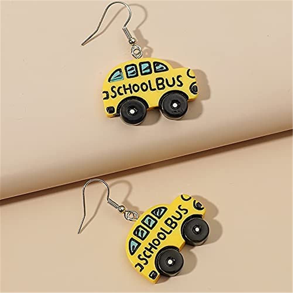 CHUNYANAN Lovely Simulation Bus Dangle Earrings Resin Cartoon Car Funny Earrings For Women Jewelry (Bus Dangle Earrings)