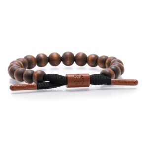 rastaclat beaded bracelet for men and women of all ages - truth brown/black bracelet | adjustable stackable bracelet beaded by hand (medium/large)