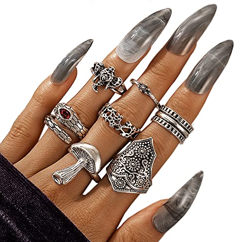 CSIYANJRY99 Women's Gold Silver Rings Boho Vintage Midi Set (H)