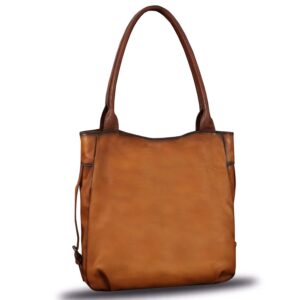 Genuine Leather Shoulder Bag Purse for Women Retro Top Handle Bags Handmade Vintage Crossbody Tote Handbags Purse Cowhide Satchels Hobo Bag (Brown)