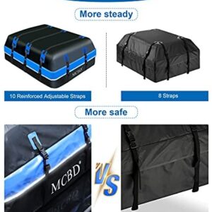 Rooftop Cargo Carrier, 21 Cubic Feet Soft-Shell Waterproof Car Roof Luggage Bag for All Vehicles SUV with/Without Rails, Includes 10 Reinforced Straps + 6 Door Hooks,Storage Bag,Anti-Slip Mat