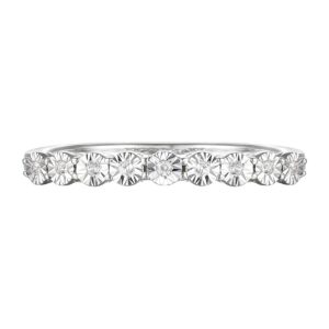 Tirafina Diamond Band Rings, 9 Natural Round Diamonds, Diamonds Set in a Miracle Plate Setting, 14K Rose Gold-plated Sterling Silver/14K Gold-plated Sterling Silver/Sterling Silver band (1/10 cttw)