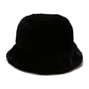 dirholl women's winter faux fur fuzzy warm bucket hat black