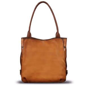 genuine leather shoulder bag purse for women retro top handle bags handmade vintage crossbody tote handbags purse cowhide satchels hobo bag (brown)