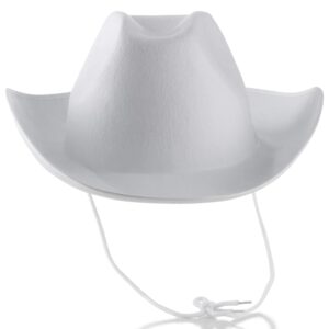 White Cowboy Hat - (Pack of 2) White Cowgirl Hat for Women and Men with Adjustable Neck Drawstring, Dress-up Parties, and Play Costume Accessories, Fits Most Teen Girls Boys, and Adults