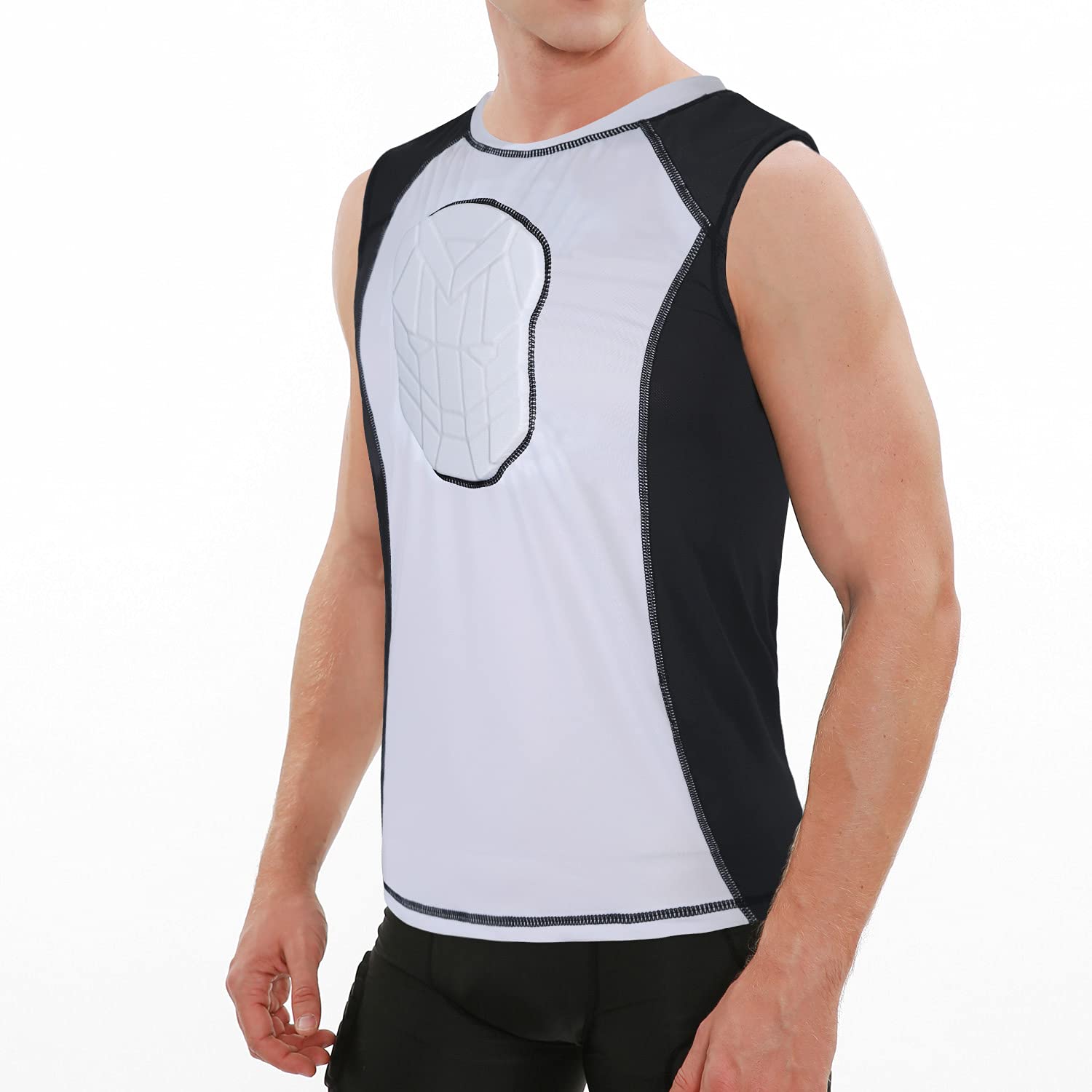 TUOY Padded Sleeveless Shirt Chest Sternum Protector Heart Guard Compression Protective Shirt