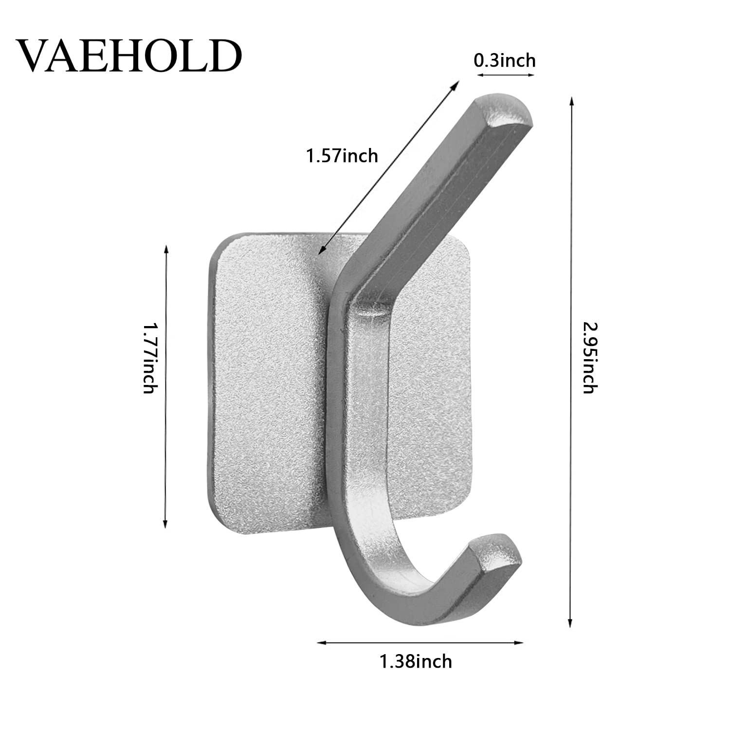 VAEHOLD Adhesive Hooks, Heavy Duty Wall Hooks Waterproof Aluminum Hooks for Hanging Coat, Hat, Towel, Robe, Key, Clothes, Closet Hook Wall Mount for Home, Kitchen, Bathroom，Office (6, Silver)