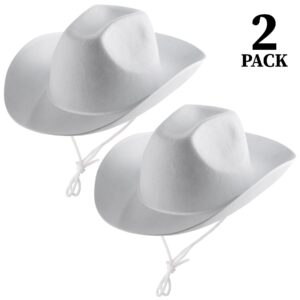 White Cowboy Hat - (Pack of 2) White Cowgirl Hat for Women and Men with Adjustable Neck Drawstring, Dress-up Parties, and Play Costume Accessories, Fits Most Teen Girls Boys, and Adults