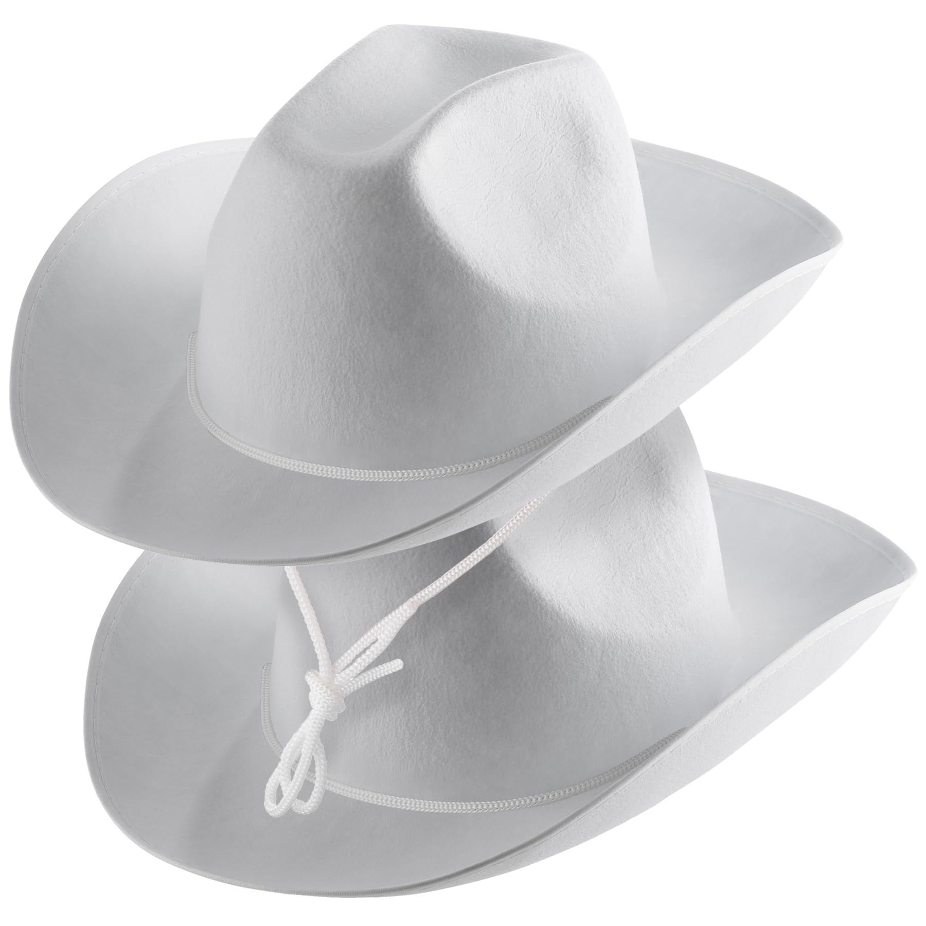 White Cowboy Hat - (Pack of 2) White Cowgirl Hat for Women and Men with Adjustable Neck Drawstring, Dress-up Parties, and Play Costume Accessories, Fits Most Teen Girls Boys, and Adults