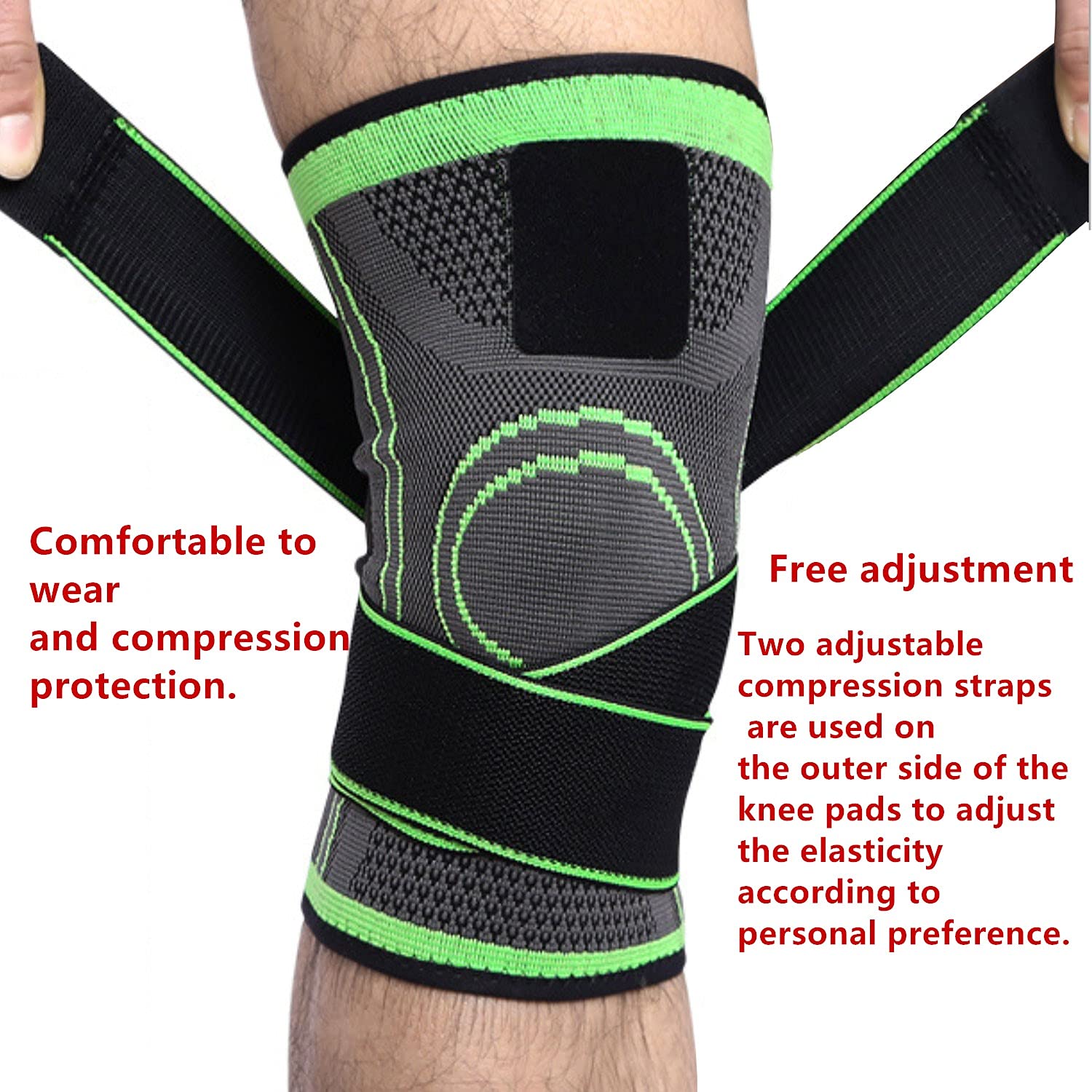 davidamy's gift Knee Brace Knee Suport for Running & Gym Work etc., Knee Compression Sleeve for Joint Pain and Arthritis Relief, Improved Circulation Compression-Pack of 2 (Green, X-Large)