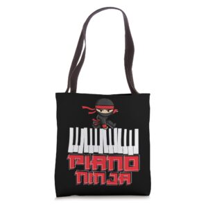 piano ninja pianist keyboard player musician funny piano tote bag