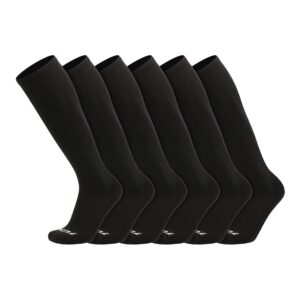 TCK Over the Calf Work Socks 6 Pair Moisture Wicking for Men and Women (Black, Large)