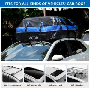 Rooftop Cargo Carrier, 21 Cubic Feet Soft-Shell Waterproof Car Roof Luggage Bag for All Vehicles SUV with/Without Rails, Includes 10 Reinforced Straps + 6 Door Hooks,Storage Bag,Anti-Slip Mat