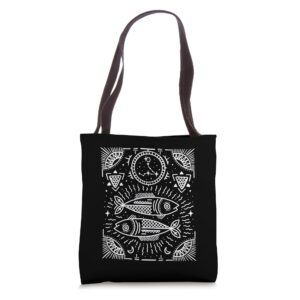 pisces zodiac sign hand-drawn tarot art / pisces birthday tote bag