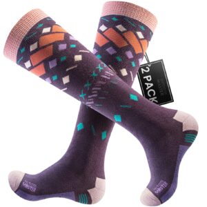 outdoormaster unisex ski socks,skiing and snowboarding socks for men & women with over the calf design/non-slip cuff