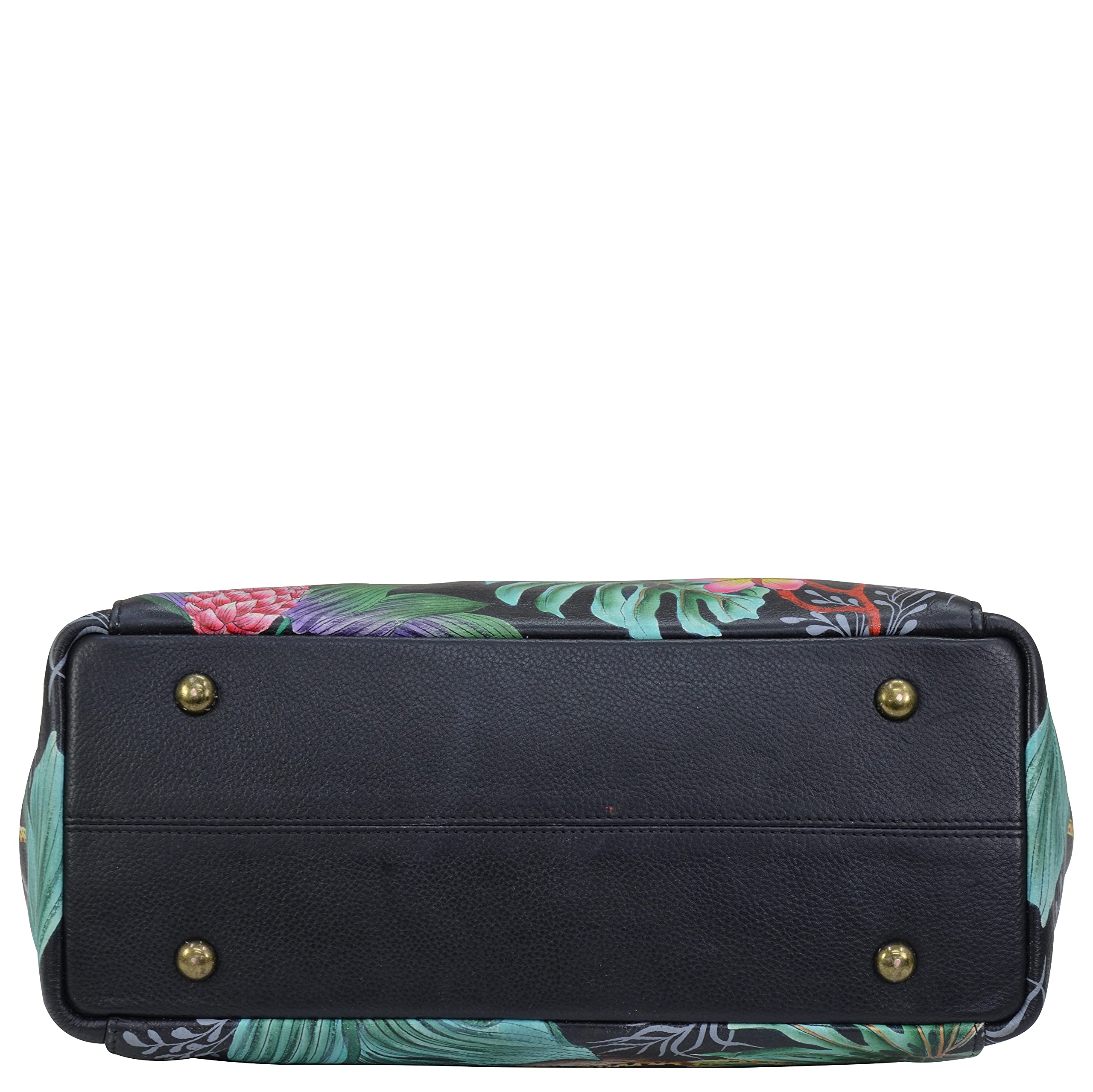 Anuschka Women’s Genuine Leather Multi Compartment Satchel - Hand Painted Exterior - Jungle Queen