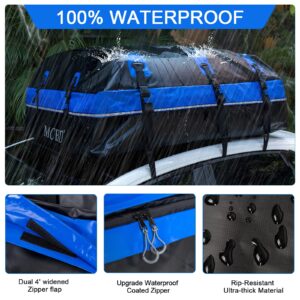 Rooftop Cargo Carrier, 21 Cubic Feet Soft-Shell Waterproof Car Roof Luggage Bag for All Vehicles SUV with/Without Rails, Includes 10 Reinforced Straps + 6 Door Hooks,Storage Bag,Anti-Slip Mat