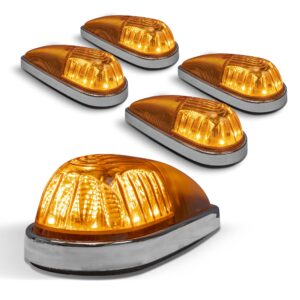 true mods amber led teardrop cab marker light kit [chrome base] [dot fmvss 108] [sae p2pc] [universal fit] tear drop for truck rv van ford super duty f150 f250 f350 chevy silverado dodge ram