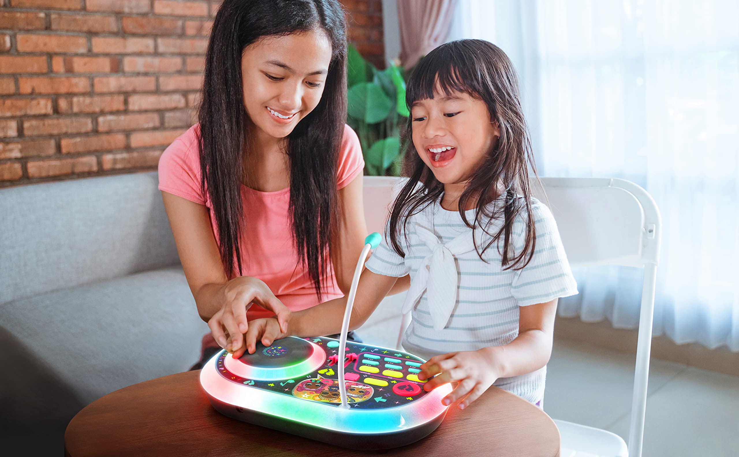 eKids LOL Surprise DJ Party Mixer Turntable Toy with Built in Microphone for Kids, Record and Mix Your Favorite Songs, for Fans of LOL Toys for Girls