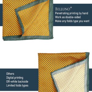 BELLUNO Pocket Square 6 pcs with 3 Folds Holders, Penetrating Printed Handkerchiefs Set for Men