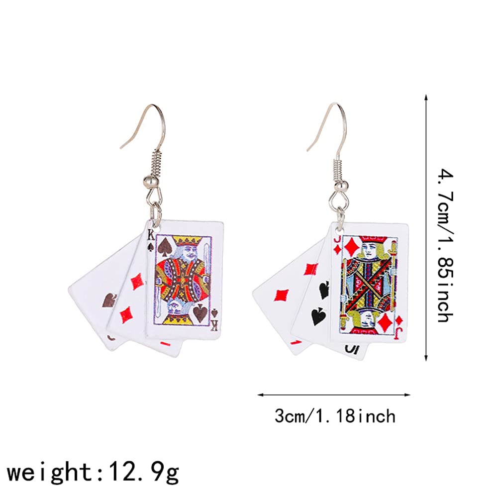 CHUNYANAN Creativity Poker Irregular Drop Earring Simulation Fun Exaggeration Casual Earring For Women Party Hop Jewellery (Silver Poker Irregular Drop Earring)