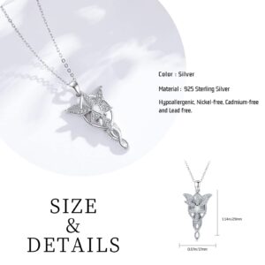 lotus & leaf Arwen Evenstar Necklace 925 Sterling Silver Lord of The Rings Merchandise Jewelry Lord of The Rings Necklace Gifts for Women Men