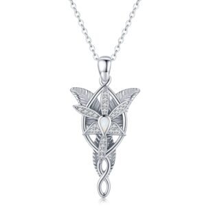 lotus & leaf arwen evenstar necklace 925 sterling silver lord of the rings merchandise jewelry lord of the rings necklace gifts for women men