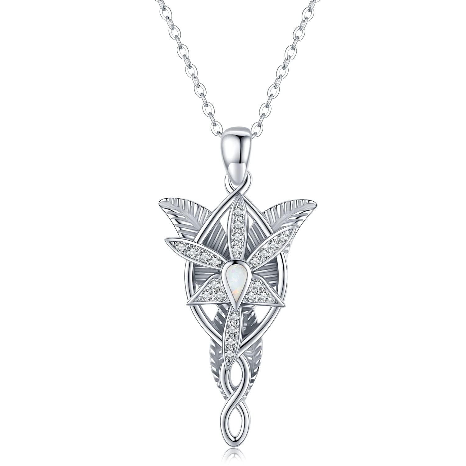 lotus & leaf Arwen Evenstar Necklace 925 Sterling Silver Lord of The Rings Merchandise Jewelry Lord of The Rings Necklace Gifts for Women Men