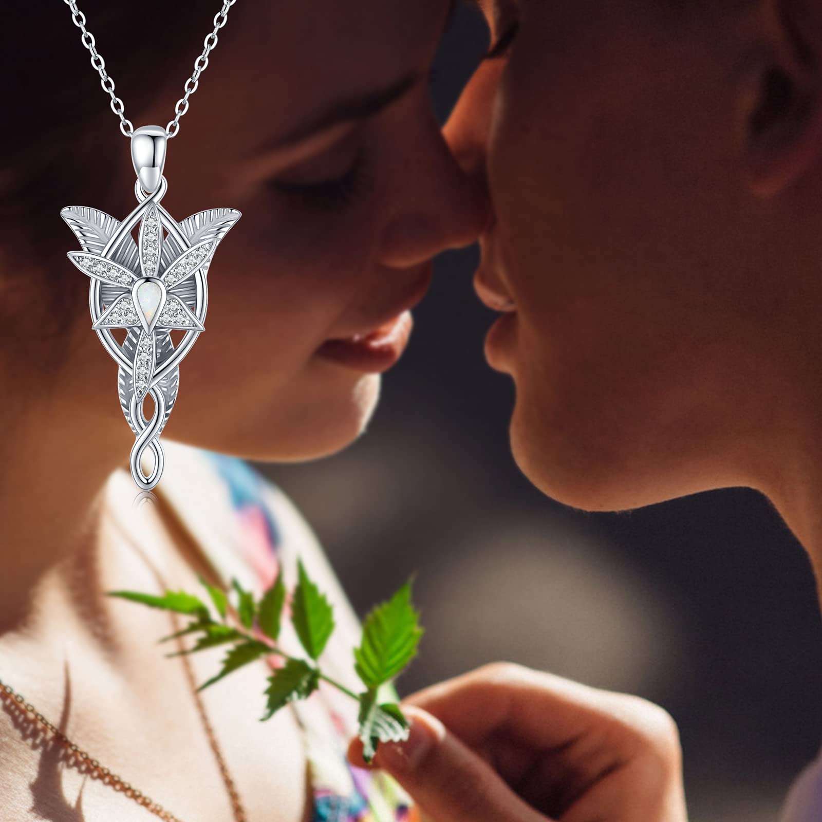 lotus & leaf Arwen Evenstar Necklace 925 Sterling Silver Lord of The Rings Merchandise Jewelry Lord of The Rings Necklace Gifts for Women Men