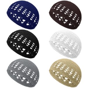 6 pieces knit kufi hats crochet beanie skull caps solid colors knit cap stretchy knitted crochet hats for men women teens supplies