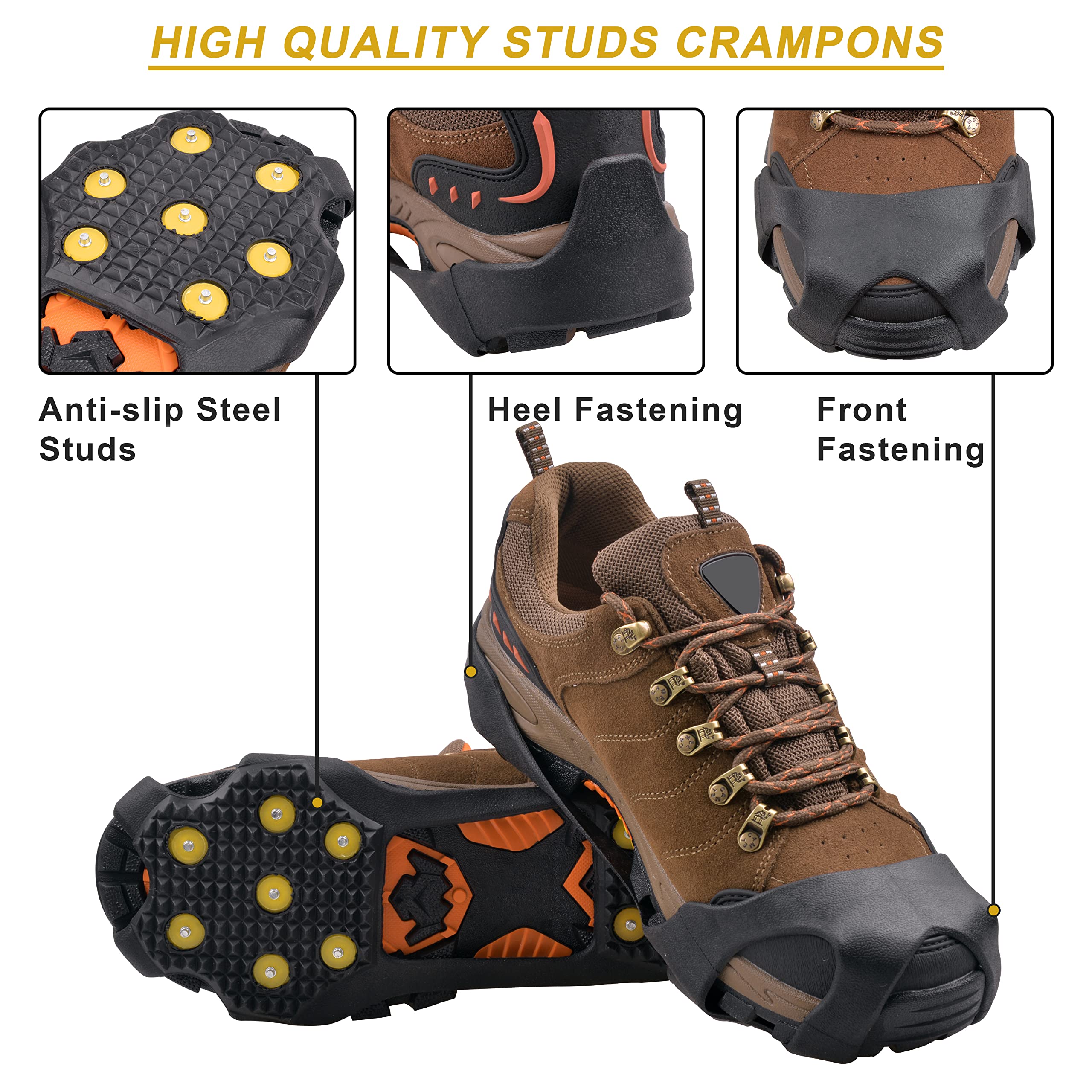 Ice Snow Cleats 11 Studs Traction Cleats Walk Traction Cleats Crampons Ice Snow Grippers for Walking on Snow Ice Rubber Walking Cleats Traction