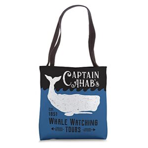 moby dick | captain ahab's whale watching | herman melville tote bag