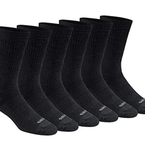 Dickies Men's Dri-Tech Moisture Control Max Full Cushion Crew Socks, Available in M-XL (6, 12, Solid Black (6 Pairs), Large