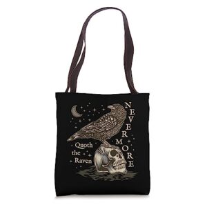 nevermore the raven edgar allan poe dark academia literature tote bag