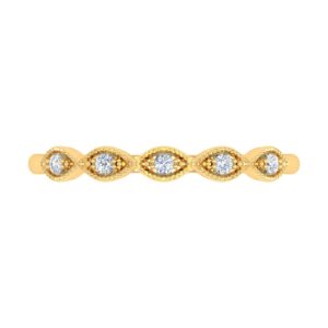 FINEROCK 0.06 Carat Diamond Twisted Wedding Band Ring in 10K Yellow Gold (Ring Size 6)