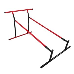 kdfj 330lbs pull up bar free standing dip station, portable power tower multi-station for home gym fitness equipment with storage bag-balck red