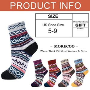 MORECOO Womens Socks Winter - Christmas Gifts for Women - Thick Wool Soft Warm Fuzzy Cozy Socks for Women