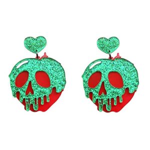 poison apple snow white witches earrings for women. cute halloween cosplay earrings for women, teens, college students and adults.