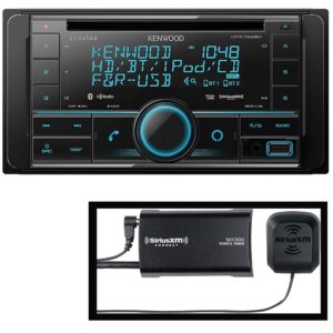 kenwood excelon dpx794bh double din bluetooth in-dash car stereo cd receiver with amazon alexa compatibility | plus siriusxm sxv300v1 connect vehicle tuner kit for satellite radio