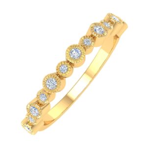 finerock 1/5 carat bezel set round diamond wedding band ring in 10k yellow gold (ring size 5.5) (si1-si2 clarity)