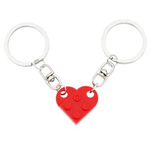 ttyy friendship gifts best friend keychain couples keychain bff heart key ring set birthday gifts for men women 4 color (red blocks 1)