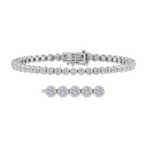 3 carat bezel set diamond tennis bracelet in 14k white gold (7.5 inch)