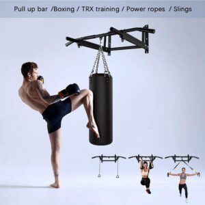 KDFJ Wall Mounted Pull Up Bar,Horizontal Bars, Home Gym Chin Up, Pull Up Training Bar Sport Fitness Sit-Ups Eqiuipments 6-Hole Design-Black