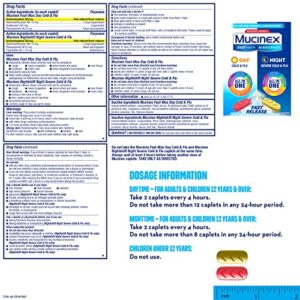 Mucinex Maximum Strength Fast-Max Day Cold & Flu & Nightshift Night Severe Cold & Flu All in One, Fast Release, Powerful Multi-Symptom Relief, 20 caplets (12 Day time + 8 Night time)