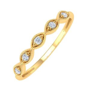 finerock 0.06 carat diamond twisted wedding band ring in 10k yellow gold (ring size 6)