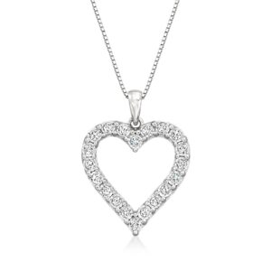 ross-simons 0.50 ct. t.w. diamond open-space heart pendant necklace