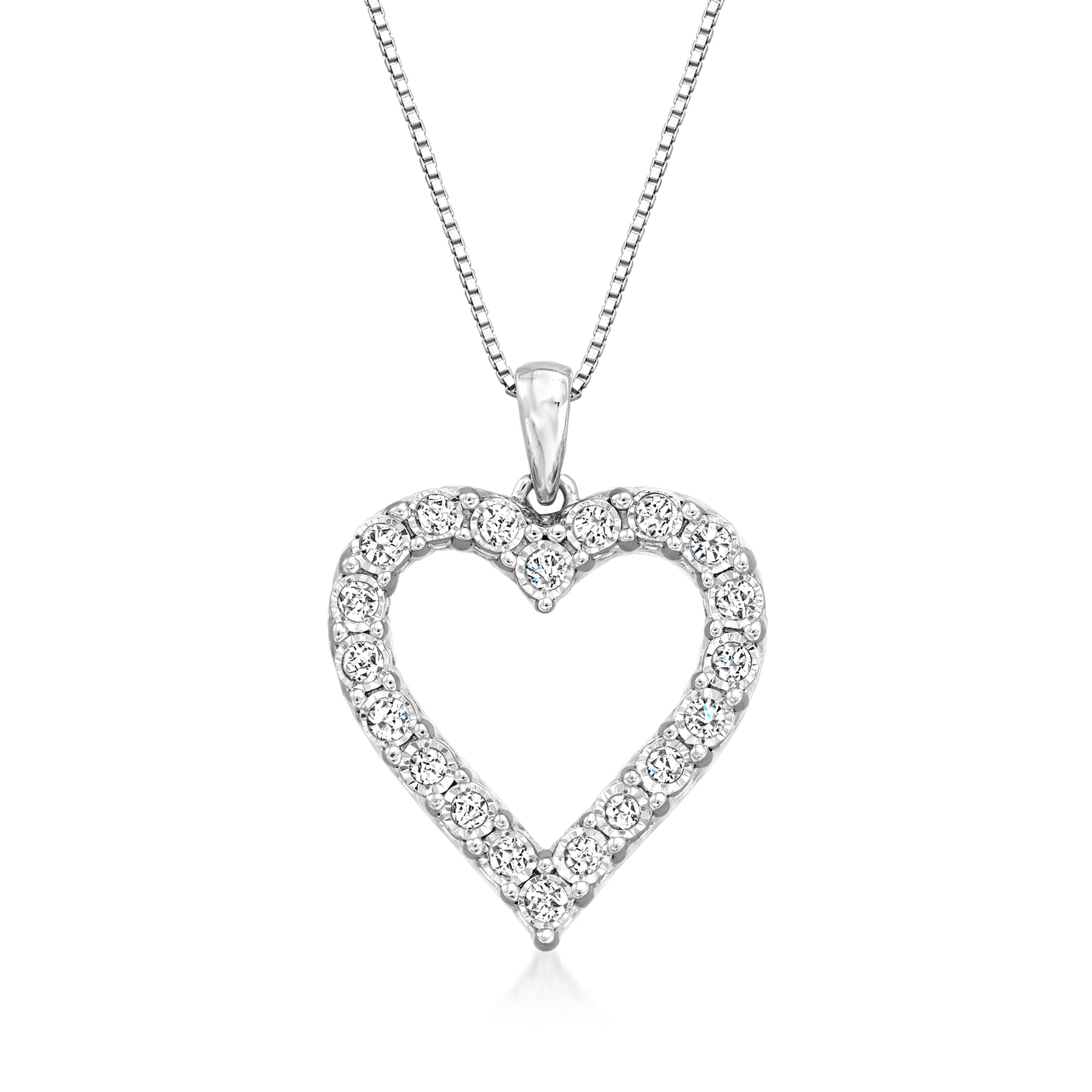 Ross-Simons 0.50 ct. t.w. Diamond Open-Space Heart Pendant Necklace