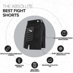 Anthem Athletics Reignite 7 Inch MMA Shorts - IBJJF Approved Jiu Jitsu Short for BJJ, NoGi Grappling and Wrestling - Black & Grey - Large